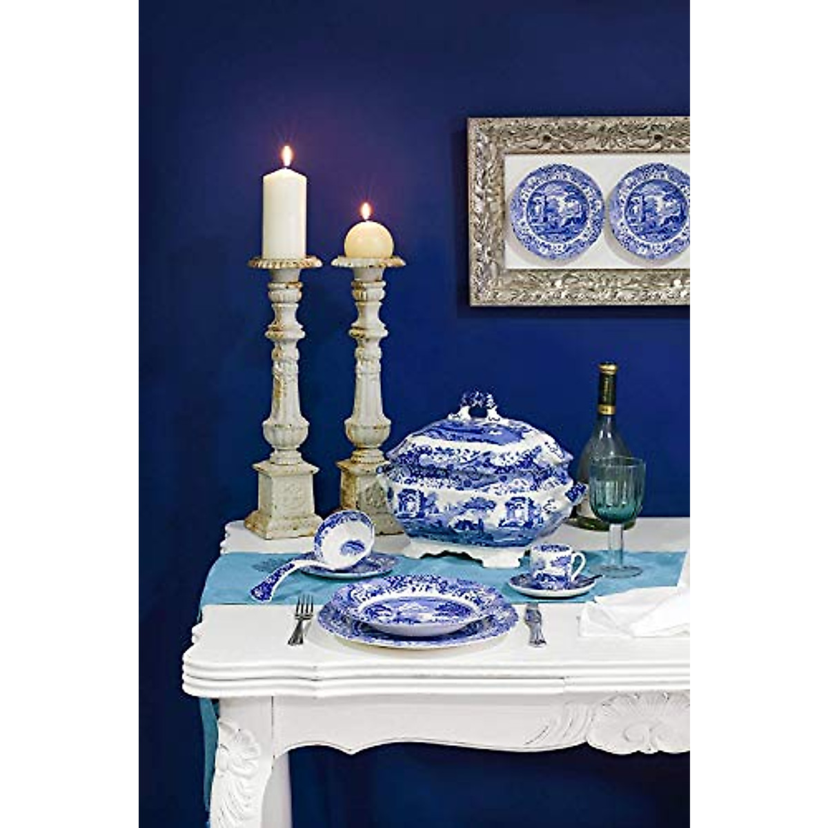 Spode Blue Italian Bread and Butter Plates | Set of 4 | Dessert and Appetizer Plate | Small, Round Blue and White Plate | Measures 6.5 Inches | Dishwasher Safe | Made in England