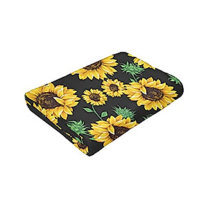 Yellow Sunflower Soft Warm Throw Blanket Lightweight Flannel Fleece Bed Blanket Gift for Kid Baby Adults Or Pet Chair Couch Microfiber Blankets 60"X 50"