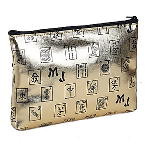 Mah Jongg Direct Gold Pattern 3-Zipper Purse, holds 2023 card, easy to clean, designer style