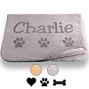 Custom Catch Personalized Dog Blanket - Gray or Beige - Small