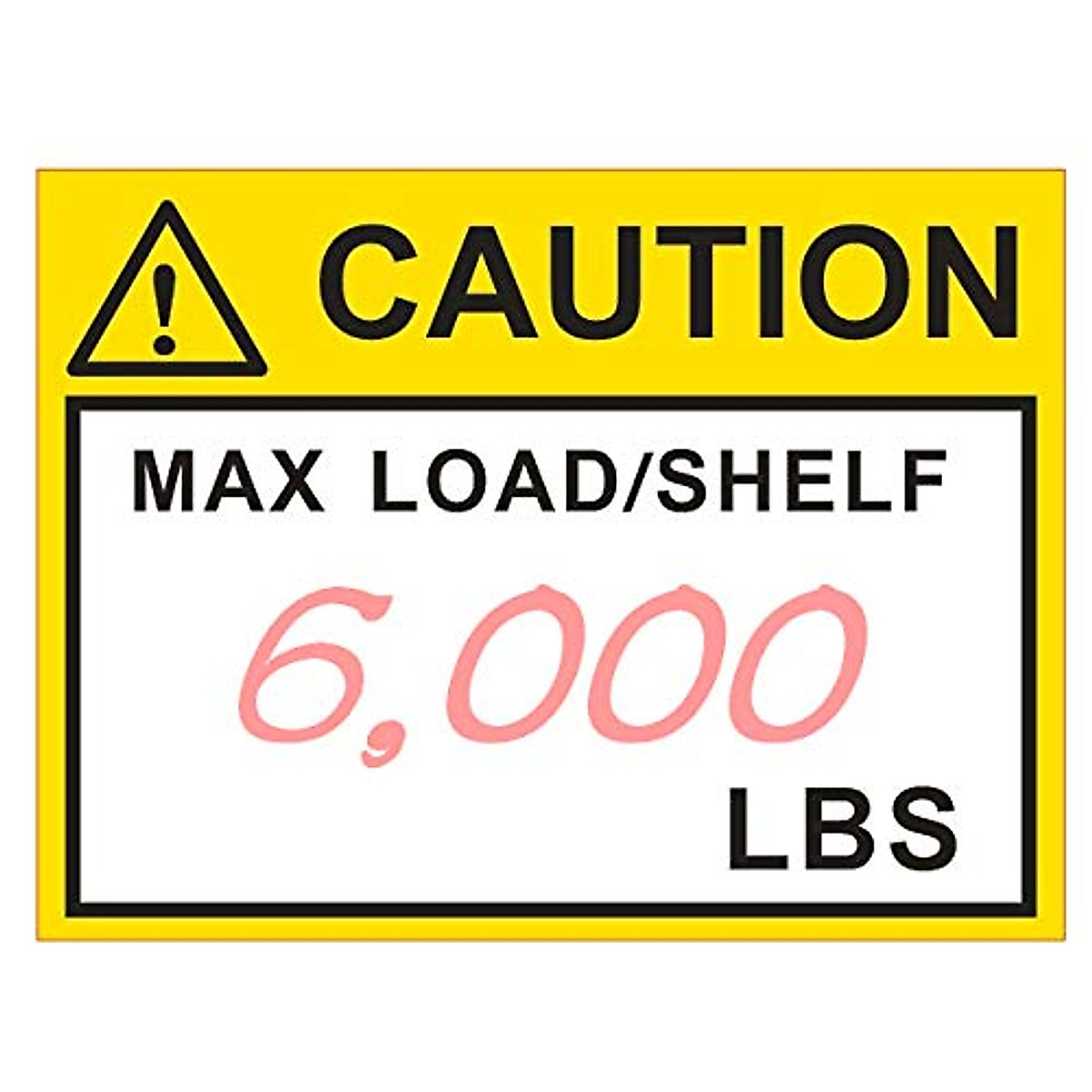 Pallet Rack Capacity Label, 3×4″ (76.2×101.6mm) Caution Max Load/Shelf LBS, Industrial Strength Warehouse Cross Beam Safety Warning Self-Adhesive PVC Sticker, British Unit, BU_A_1, Pack of 100 PCS
