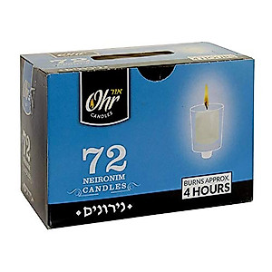 Ohr 4 Hour Neironim Candles - Shabbat and Small Votive Wax Candle - 72 Count