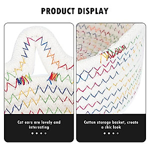 Home Decor 2pcs Baskets, Blankets Animal Baby Collapsible Empty Organizer Kids Nursery Cat Women with Lovely Pillow Ear Clothes Makeup White Towels Bin Hand and Blanket Girls Baby Gifts