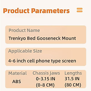 Trenkyo Bed Gooseneck Mount - Flexible Phone Holder for Desk & Bed Compatible with iPhone 14, 13, 12, 11 Pro/Pro Max, XR, X, 8, 7 Plus (White)