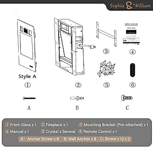 Sophia & William Electric Fireplace 72 Inch Wall Mounted & Recessed, Ultrathin 3.86" Electric Heater with Remote Control Touch Screen Noiseless, Fit for 2 x 4 & 2 x 6 Stud, Flame Color Adjustable