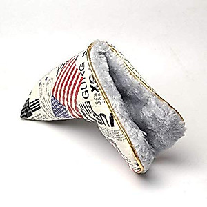 PLUSKER USA Golf Club Blade Putter Cover Magnetic Closure Design Creative Newspaper Mixed American Flag Pattern Putters Headcover