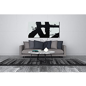 zoinart Large Canvas Wall Art, Black and White Abstract Wall Art 30x60 Inches Modern Canvas Paintings Minimalist Textured Wall Art Framed Artwork for Walls
