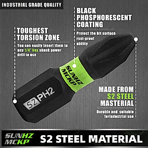 SUNHZMCKP 24-Piece Screwdriver Bit Set, Magnetic Slotted Phillips Driver Bit Set, S2 Steel, Long 1" and 2.3" Impact Screwdriving Drill Bits Set, 1/4 Inch Hex Shank Driver Bit