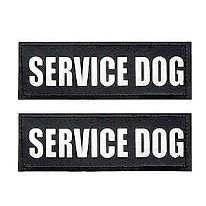 Albcorp Reflective Service Dog Patches with Hook Backing for Service Animal Vests /Harnesses Large (6 X 2) Inch