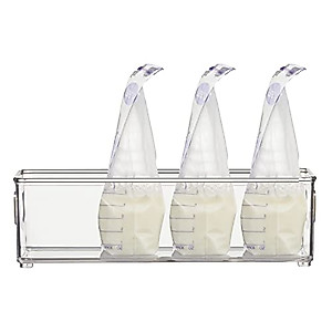 mDesign Small Plastic Nursery Storage Container Bins with Handles for Organization in Cabinet, Closet or Cubby Shelves - Organizer for Baby Food, Bibs, Formula - Ligne Collection - 2 Pack - Clear