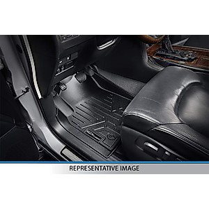 SMARTLINER Custom Fit Floor Mats 3 Row Liner Set Black Compatible with 2018-2023 Chevrolet Traverse with 2nd Row Bucket Seats