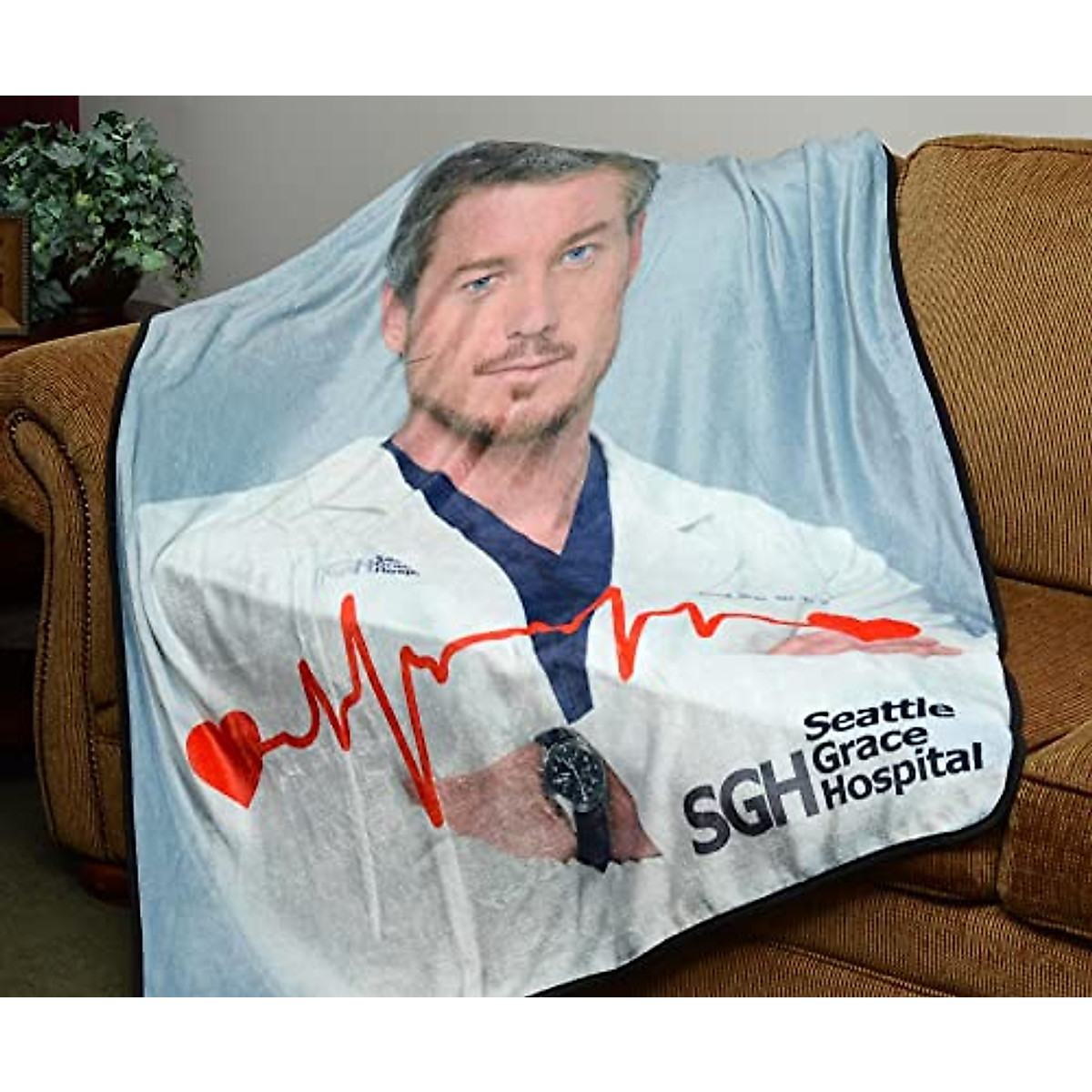Surreal Entertainment Grey's Anatomy McSteamy Plush Fleece Throw Blanket | Super Soft Decorative Cover For Sofa And Bed, Cozy Home Decor Room Essentials | 45 x 60 Inches, Blue, One Size
