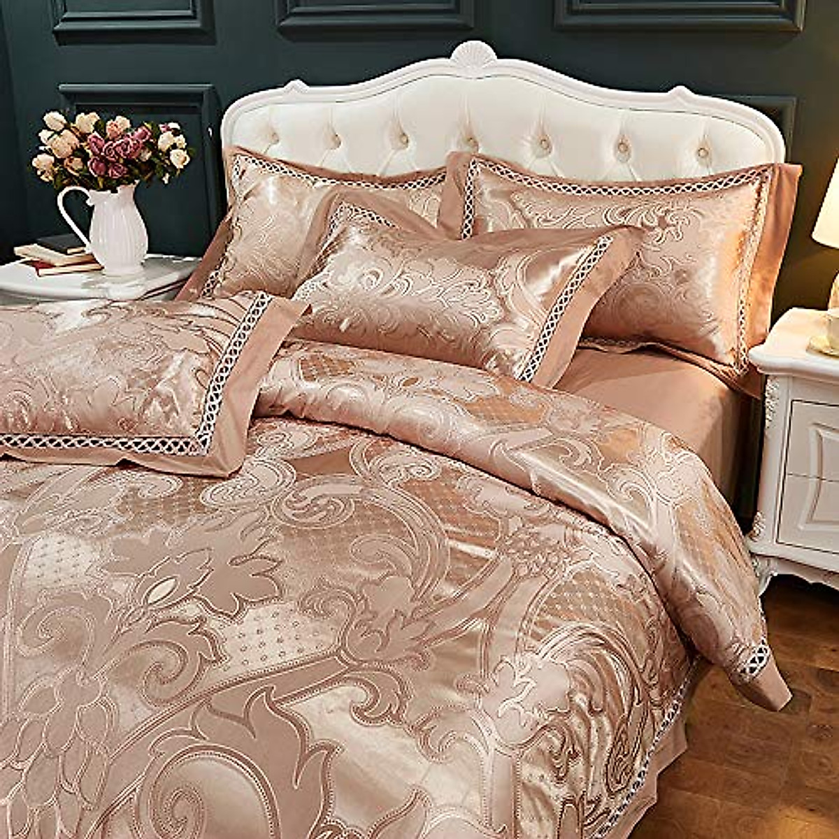 Bedding Set King Size Silk Duvet Covers King Size Bedding Set King Size Gold Luxury Cotton Double Twin King Size Bed Duvet Covers Luxury Satin Jacquard Duvet Covers Set European Style