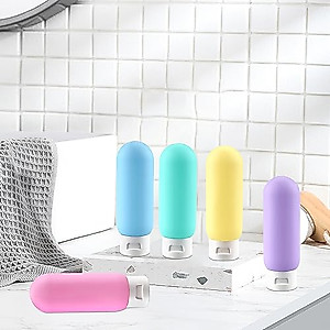 Cosywell Travel Size Bottles for Toiletries 5 Pack 3.4oz Travel Bottles TSA Approved Toiletry Bottles Leakproof Plastic Refillable Cosmetic Containers Shampoo Conditioner Travel Essentials