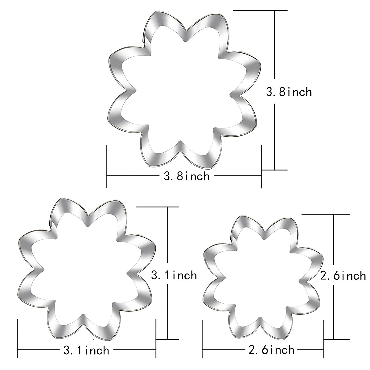Sunflower Cookie Cutter Set-Size 3.8" 3.1" 2.6"-3 Piece-Cookie Cutters for You Are My Sunshine Baby Shower Birthday Party Decorations