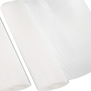 DEAYOU 2 Roll Clear Shelf Liner, 12"x 40 FT EVA Nonslip Drawer Liner, Non-Adhesive Kitchen Liner, Waterproof Pantry Fridge Liner, Oilproof Grip Liner Mat Protector for Table, Rack, Cuttable, Washable