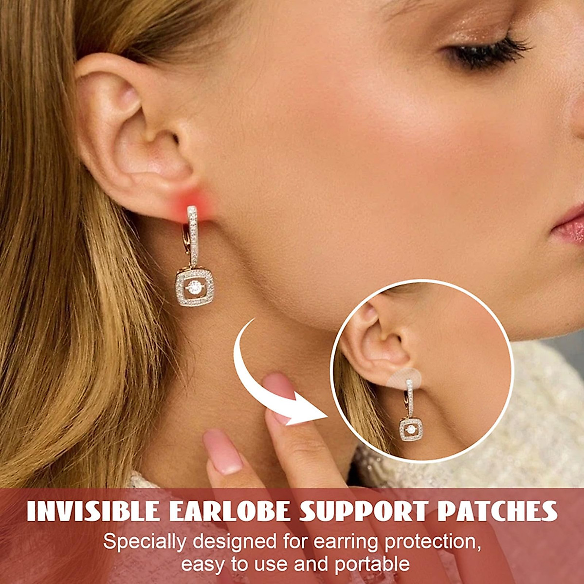 Ear Lobe Support Patches Earring Support Patches Invisible Ear Lobe Support Tape Portable Earlobe Support Patches Large Earrings Support Sticker Reduces Strain for Women Long Time Wear Earring