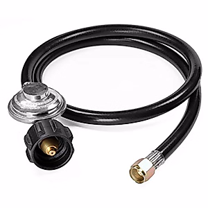 DOZYANT 3.5 Feet Propane Regulator and Hose Universal Grill Regulator Replacement Parts, QCC1 Hose and Regulator for Most LP Gas Grill, Heater and Fire Pit Table