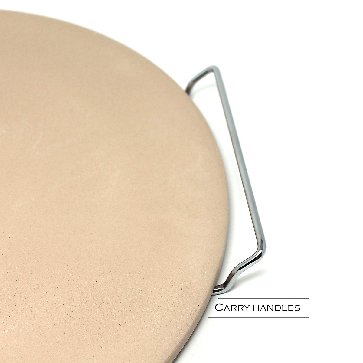 Homeworks Large Unglazed Ceramic Pizza Stone | Includes Metal Oven to Table Rack, Large 15 Inch Round Baking Stone, For Crispy Crust Pizza, Artisan Breads, Cookies and More