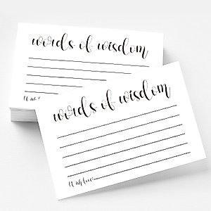 50 Words of Wisdom Advice Cards, Blank Advice Cards, Guest Book Alternative for Graduation, Bridal or Baby Shower Party Games, Boy or Girl Baby Predictions.4" x 6"