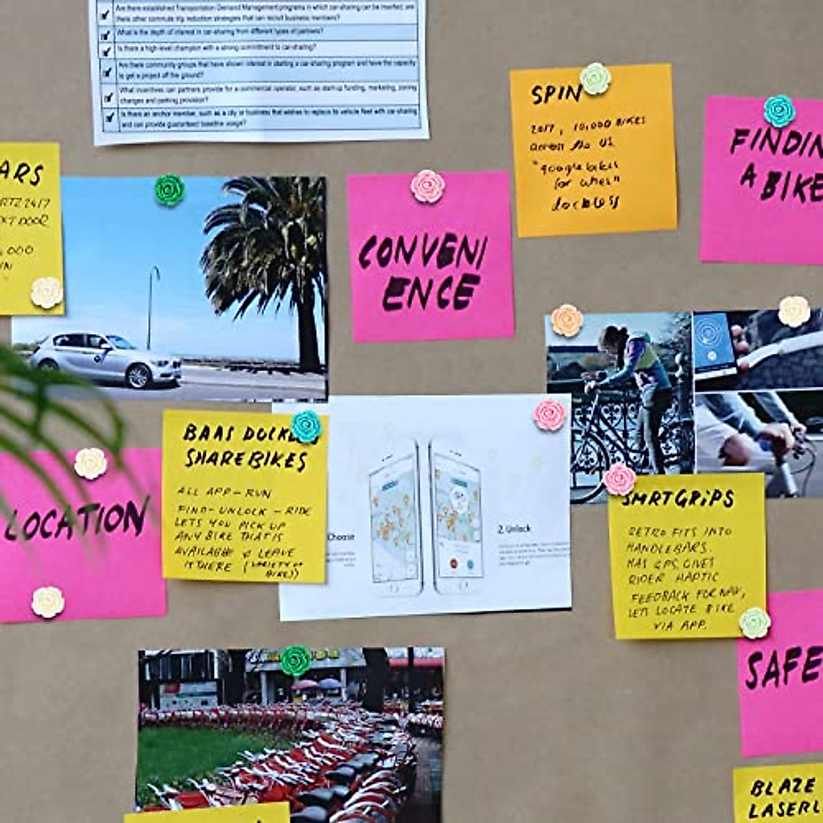 Push Pins for Cork Board - Cuttte 30pcs Decorative Push Pins with Case, Cute Thumb Tacks and Push Pins for Bulletin Board, 6 Colors Flower Pushpins, Office Decor for Women, Cubicle Desk Accessories