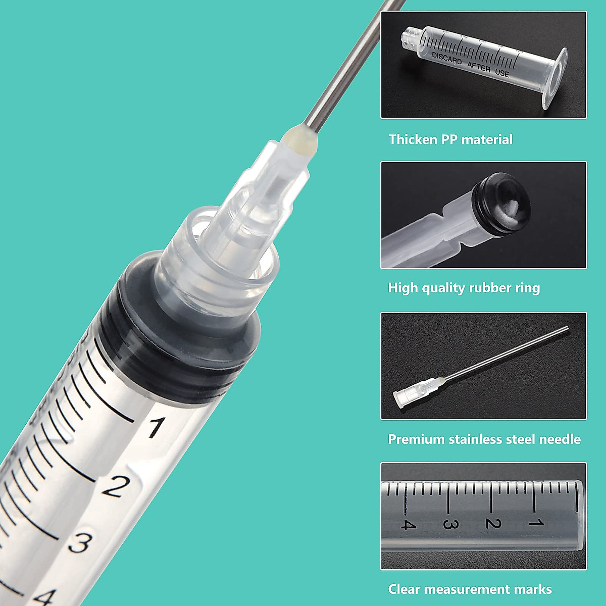5ML/CC Premium Ink Syringe with Metal Distribution Tubes and Luer Lock Suitable for Fountain Pen Refill,Glue Application,Liquid Dispensing and Measuring, Pet Food Feeding,Refilling Ink Cartridges,CISS