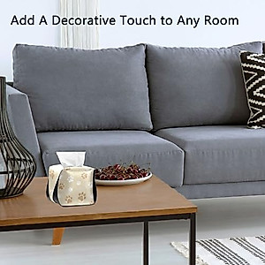 Fustylead Brown Claw Print Tissue Box Cover, PU Leather Square Decorative Cover for Tabletop, Bathroom, Car, Office