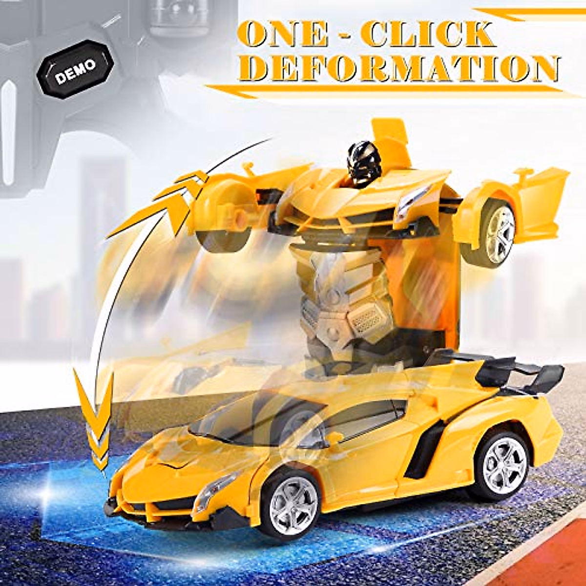 Dolanus Remote Control Car - Transform Robot RC Cars Contains All Batteries: One-Button Deformation and 360 Degree Rotating Drifting, Present Christmas Birthday Gift for Boys/Girls