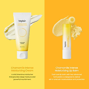 beplain Chamomile Relaxing Gift Set (Face Cream & Lip Balm & Candle) | Skin Care kit Gift Set | Natural Scent Free Korean Skin Care