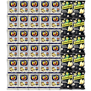 Niro Assortment | Popcorn Snack Pack | Individual Popcorn Snack Bags | Pirates Booty Aged White Cheddar and Smart Food White Cheddar Snack Pack | 40 Packs | Individual Packs
