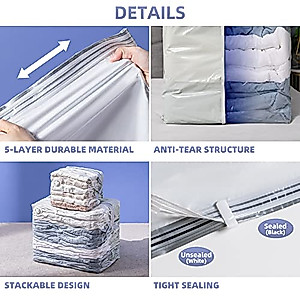 TAILINK 6 Pack Vacuum Storage Bags Space Saver Cube Vacuum Sealer Bags Large (3 Medium, 3 Large) Save 80% Space Vacuum Bags for Comforters Blanket Clothes Bedding Space Bags Vacuum Storage Bags