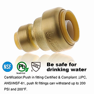 HQMPC Push Fit PEX Fittings Straight Coupling 1/2"x1, Push-to-Connect Copper, CPVC, No lead Brass Plumbing Fittings 6PCS 1/2"x1")