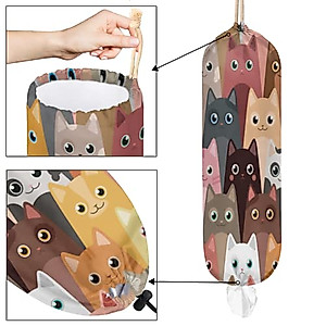 Animal Cat Plastic Bag Holder, Cat Pattern Grocery Bag Storage Holder Garbage Shopping Bag Trash Bags Organizer for Kitchen Home