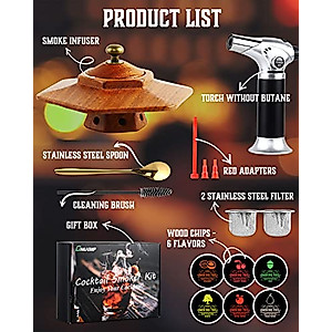 Cocktail Smoker Kit with Torch, ONUEMP Old Fashioned Kit with 6 Flavor Wood Chips for Whiskey and Bourbon, Aged Drink Smoker Infuser Kit, Smoke Top Bar Gifts for Whiskey Lovers Men Father (No Butane) …