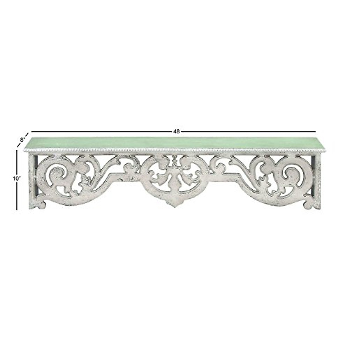 Deco 79 Wood Floral 1 Shelf Wall Shelf, 48" x 8" x 10", White
