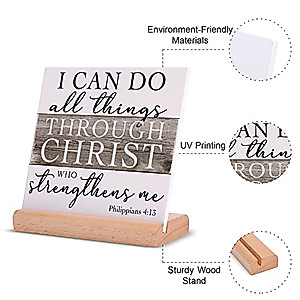 PETALSUN Religious Gifts for Women, Men, Religious Desk Decor for Women Office, Christian Gifts for Women, Inspirational Gifts for Friends, Daughter, Christian Home Decor, Bible Quote Desk Sign with Wooden Stand