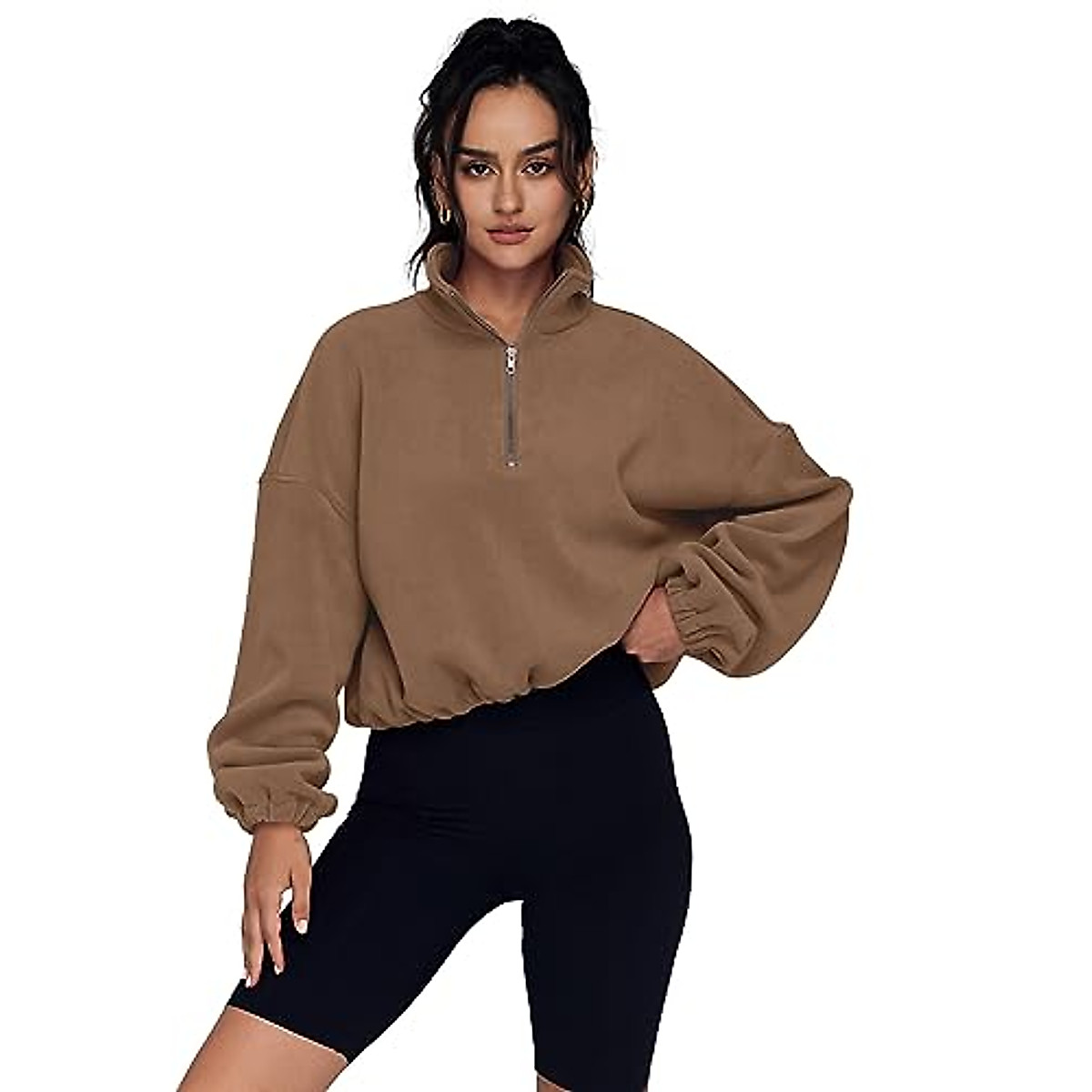 AUTOMET Womens Hoodies Oversized Half Zip Pullover Long Sleeve Fleece Sweatshirts Trendy Quarter Zip Fall Sweaters Teen Girls Y2K Clothes