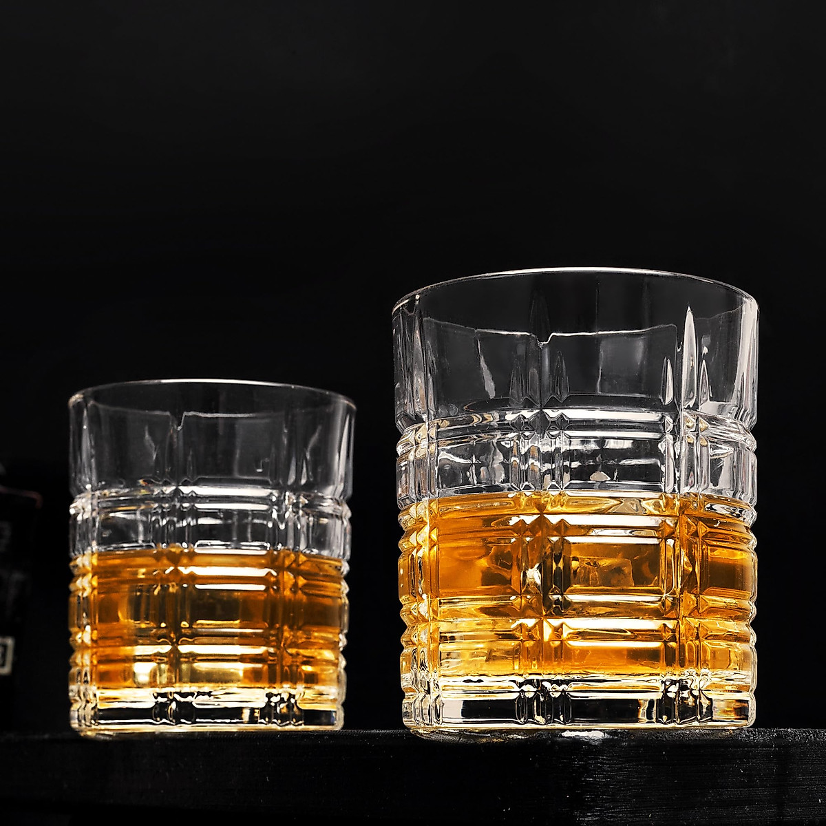 KANARS Whiskey Glasses Set of 4, 10 Oz Crystal Old Fashioned Whisky Tumblers for Bourbon, Scotch, Irish Whisky, Cocktails and Vodka, Whiskey Gift for Men Women