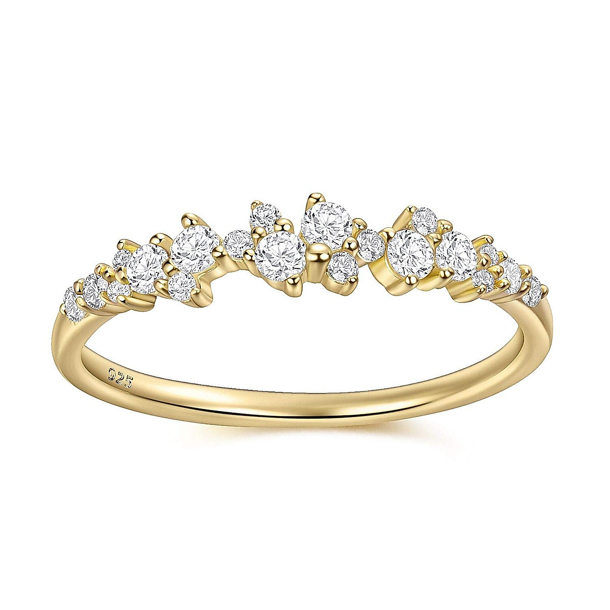 14k Gold Plated Wedding Rings for Women Silver Rings Stacking Simulated Engagement Bands Set Round 5A CZ Dainty Rings Size 8 by KOOLFIN