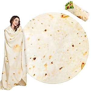 Outivity Tortilla Blanket for Adult, 71 Inches Tortilla Blanket Adult Size, Tortilla Throw Blanket, Funny Blanket for Adult, Giant Round Food Throw Blanket for Bed, Couch