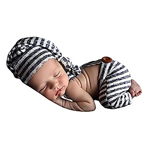 Giggle Angel Newborn Photography Props Set Baby Boy Picture Outfits Newborn Boy Overalls Photo Studio Shoot Clothes Boy Costume Hat (Grey)