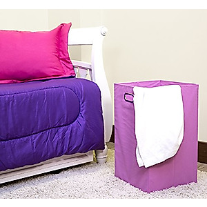 Folding Laundry Basket, Solid Pink with Handles – High-Strength Polymer Construction – Folds for Easy Storage and Transportation