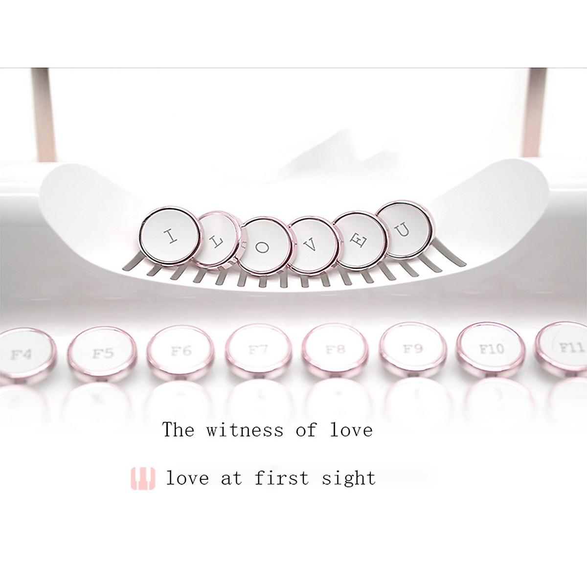 ZYQM Retro Typewriter Mechanical Wireless Keyboard with Tablet Stand, Bluetooth Connection, Artistic dot Keys (White)