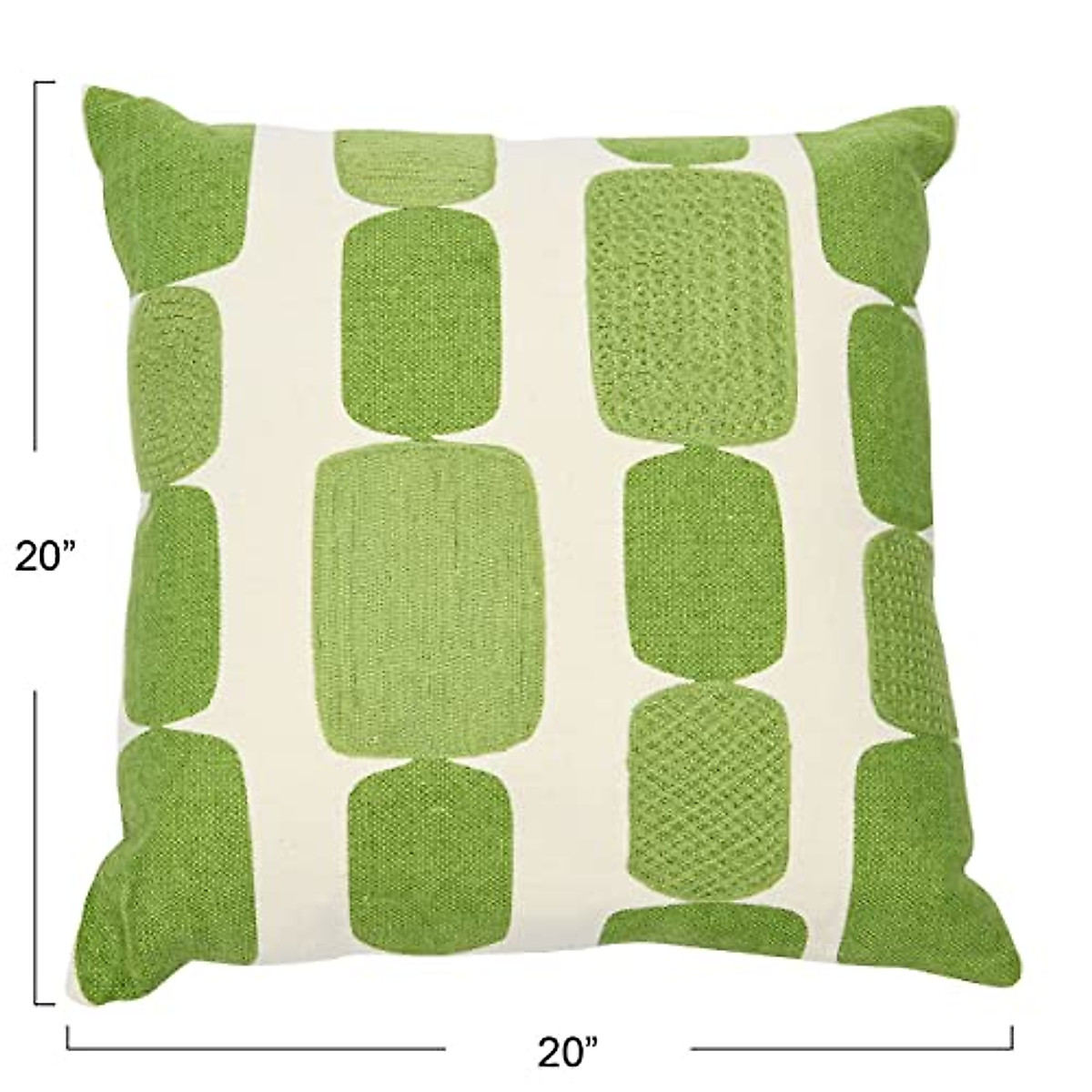 Creative Co-Op Cotton Canvas Printed Embroidery Pillow, 20" L x 20" W x 2" H, Multicolor