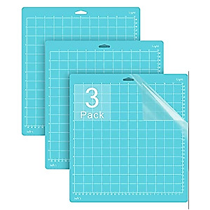 Gwybkq Cutting Mat for Cricut Explore Air 2/Maker/Maker 3 (12x12 Inch,3 Mats) Adhesive Sticky Light Cutting Mats Replacement Accessories Blue