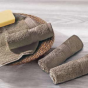 Belizzi Home Ultra Soft Cotton Washcloths, Contains 24 Piece Face Cloths 12x12 inch, Ideal for Everyday use Face Towels, Compact & Lightweight Multi Purpose Washcloths - Tan