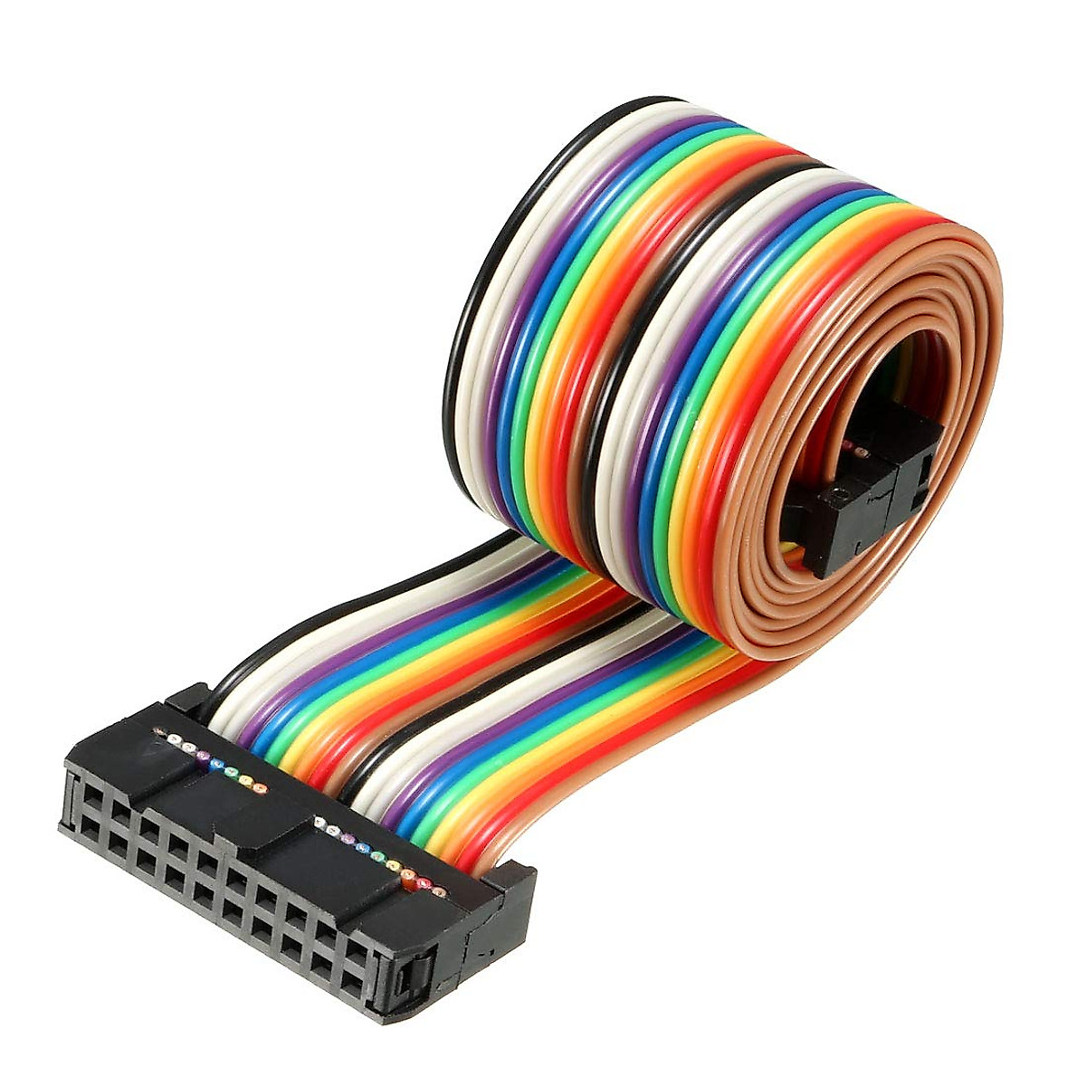 uxcell IDC Rainbow Wire Flat Ribbon Cable 20 Pins 66cm Length 2.54mm Pitch Type-B
