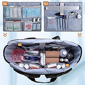 Damero Nurse Bag for Work Supplies, Medical Bags with Laptop Sleeve for Home Care Nurse, Medical Students and More, Black