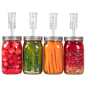 Jillmo Stainless Steel Fermentation Lids with Glass Weights for Wide Mouth Mason Jars (Jars Not Included)