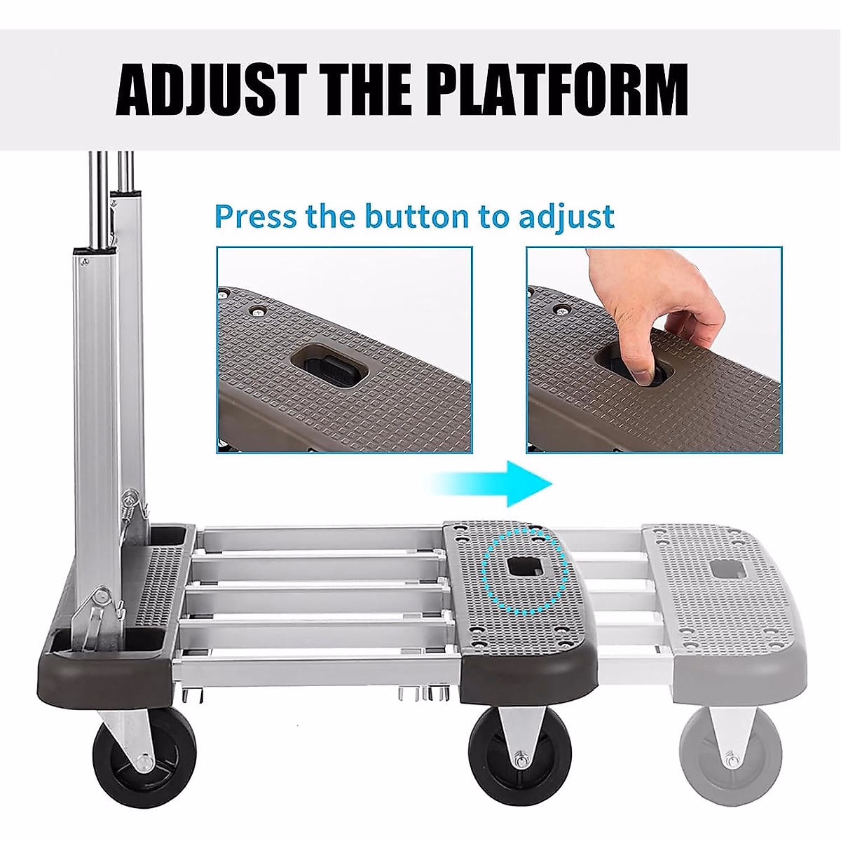 Platform Truck Platform Truck Aluminum Flat Handtruck Adjustable Length Folding Push Cart Load 330 Lbs Moving Dolly Cart Flatbed Cart Reliable